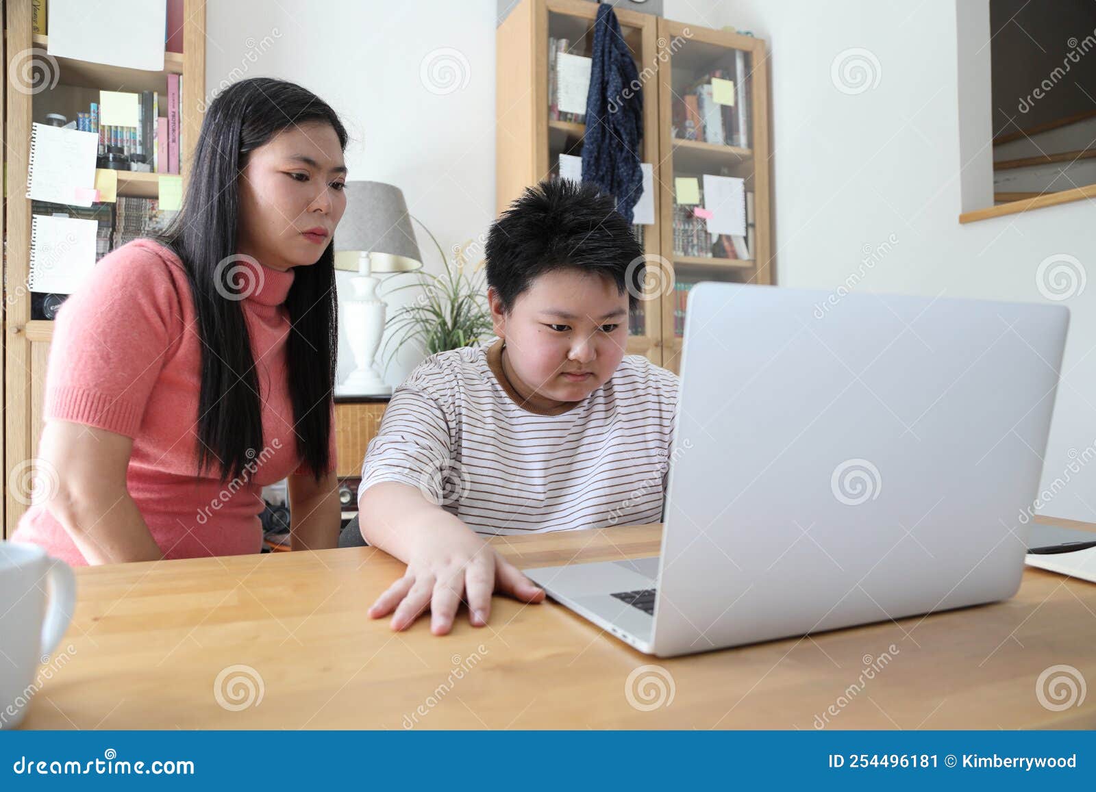 Learning at Home stock image. Image of support, mother - 254496181