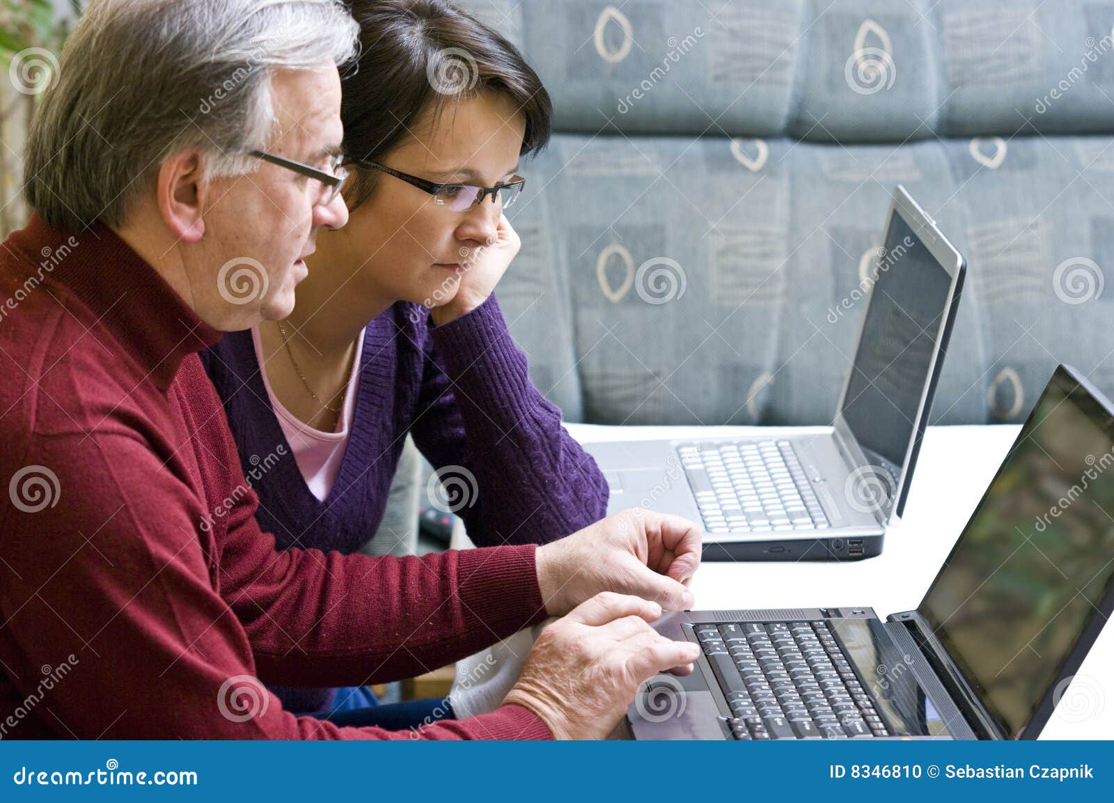Learning how to use laptop stock photo. Image of fluency - 8346810