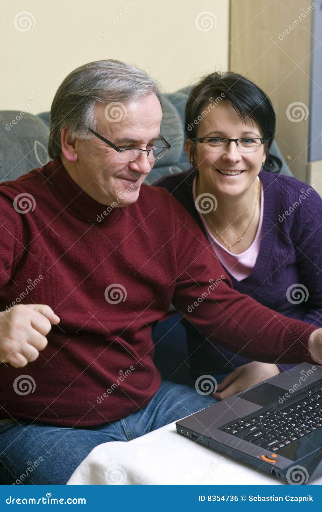 Learning how to use laptop stock photo. Image of adults - 8354736