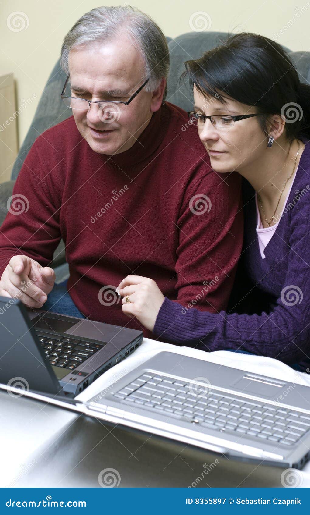 Learning how to use laptop stock image. Image of educating - 8355897