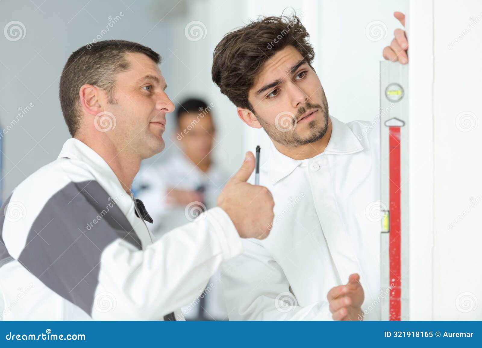 Learning How To Use Spirit Level Tool Stock Image - Image of indoors ...