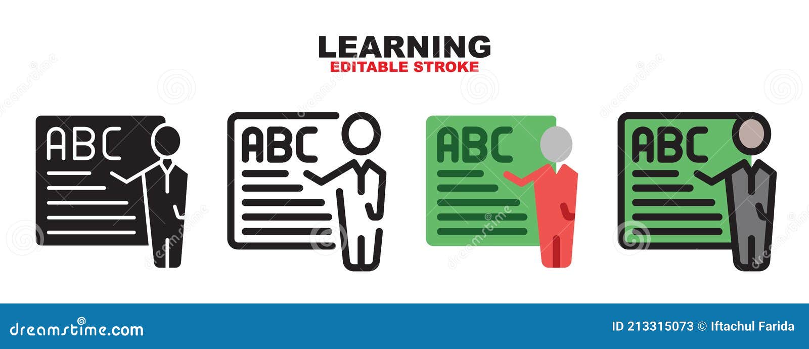 Learning Icon Set with Different Styles. Editable Stroke and Pixel ...