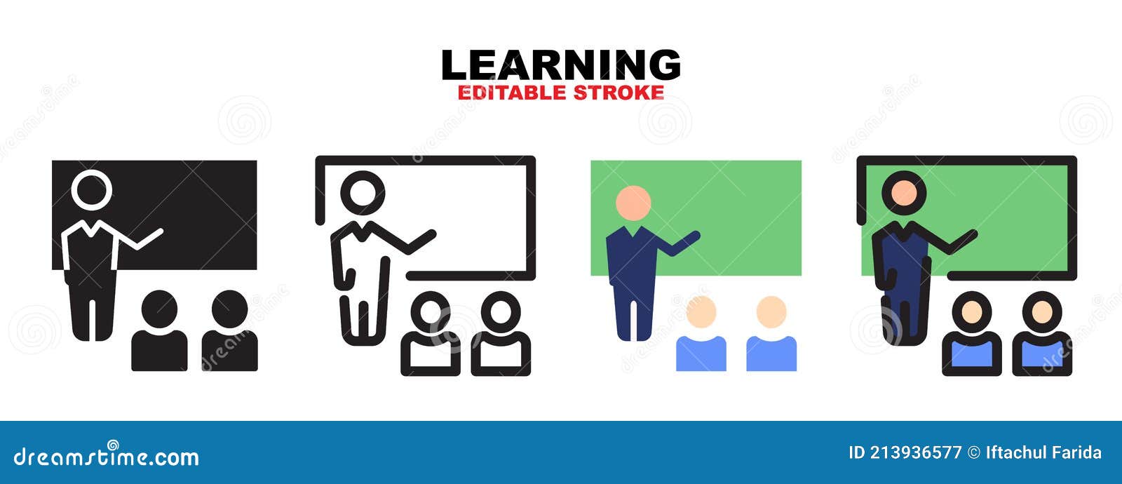 Learning Icon Set with Different Styles. Editable Stroke and Pixel ...