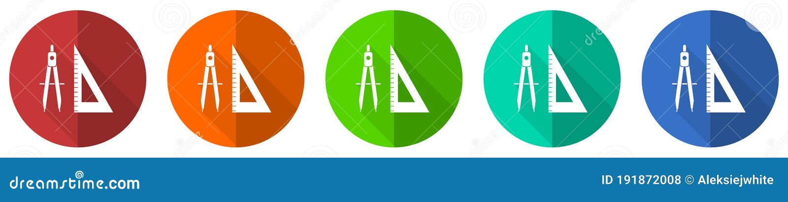 Learning Icon Set, Education, Red, Blue, Green and Orange Flat Design ...