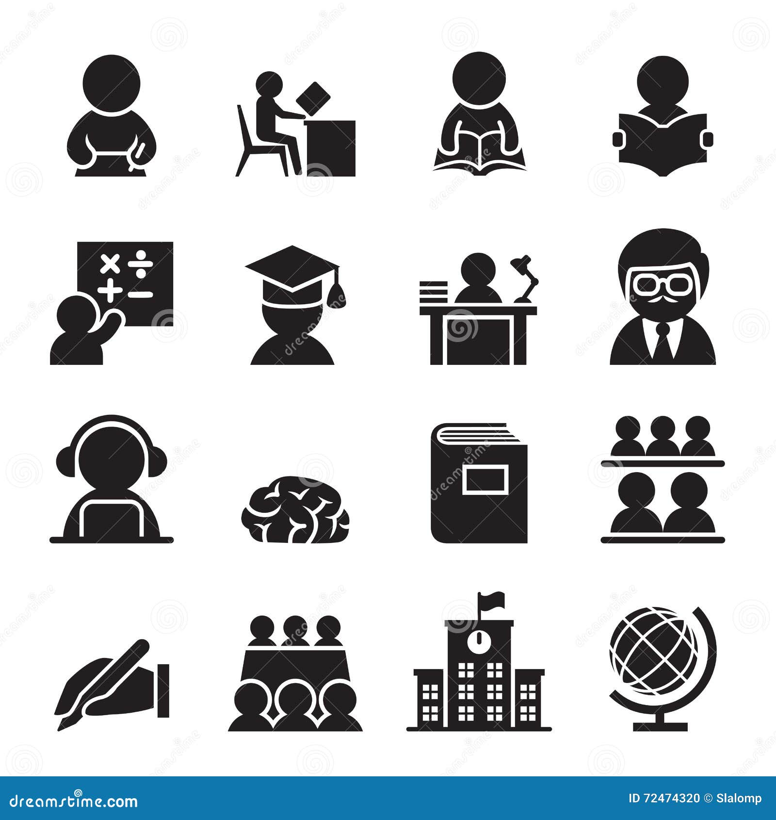 Learning icon set stock illustration. Illustration of element - 72474320