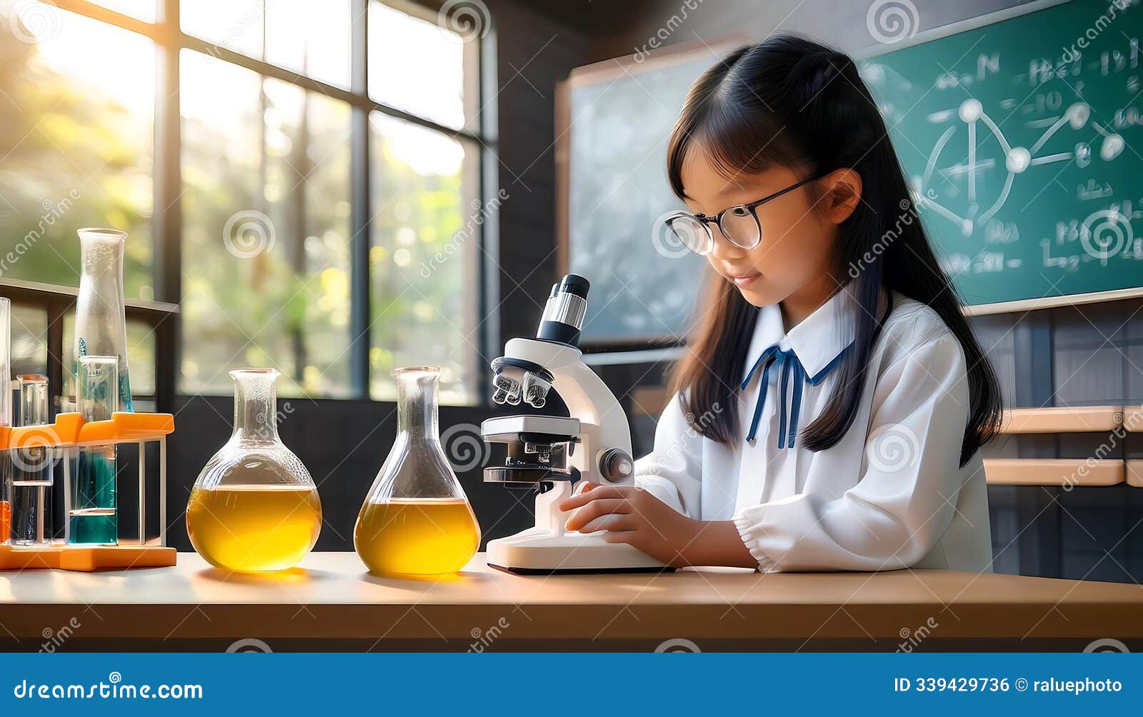 Learning Icons of a Child in a Science Class Stock Illustration ...