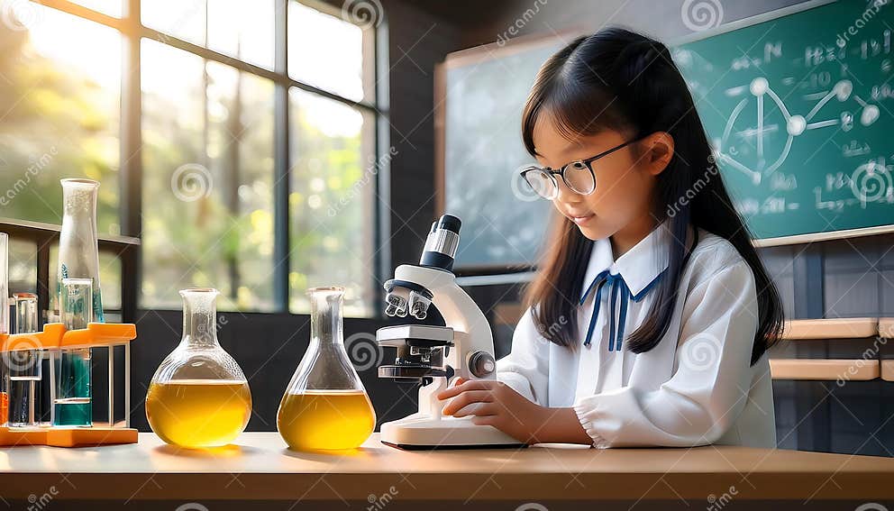 Learning Icons of a Child in a Science Class Stock Illustration ...