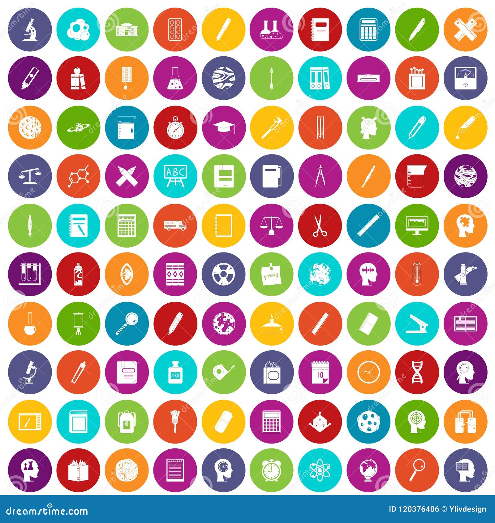 100 Learning Icons Set Color Stock Vector - Illustration of learning ...