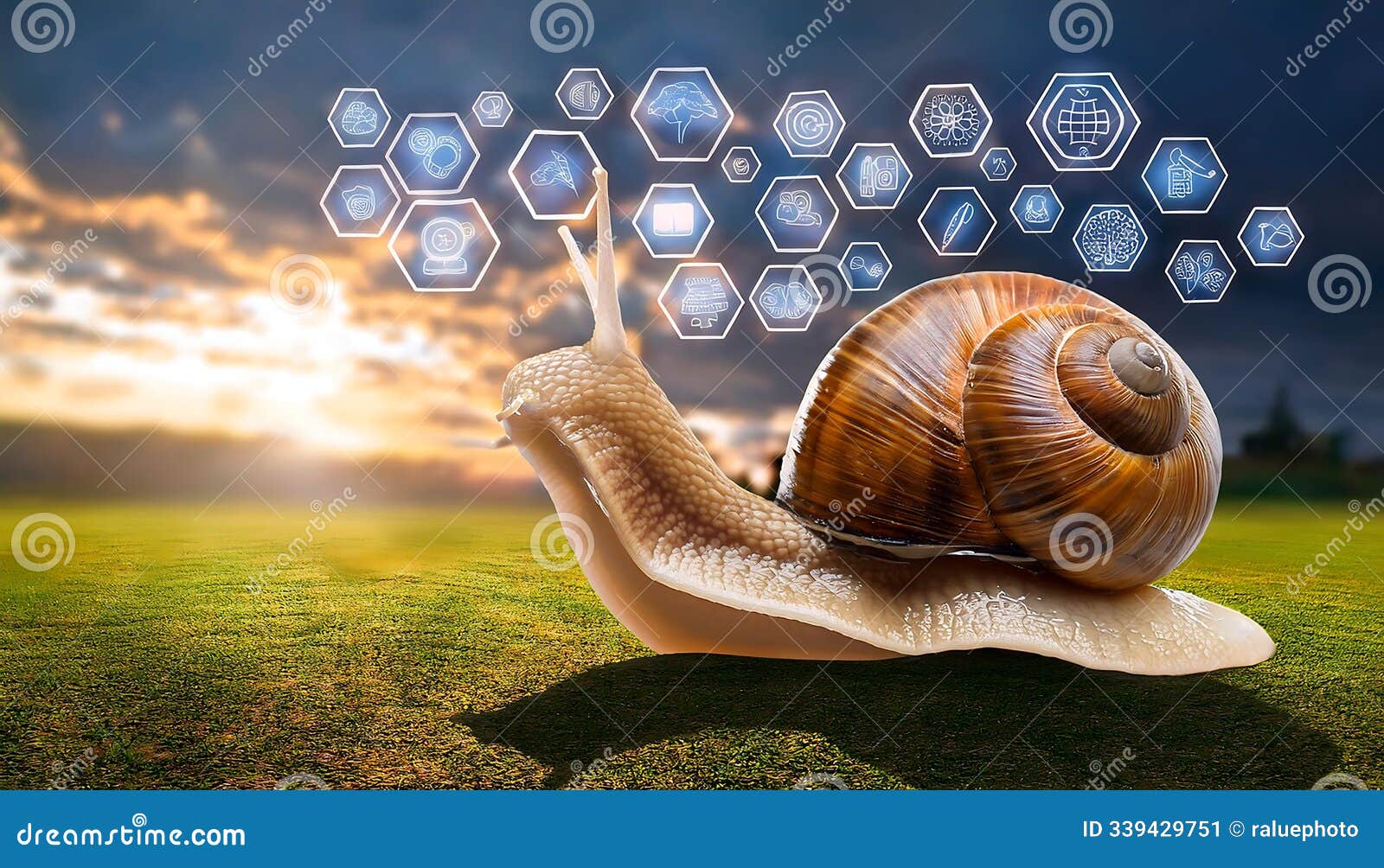Learning Icons of a Snail Model Business Development Idea Stock ...