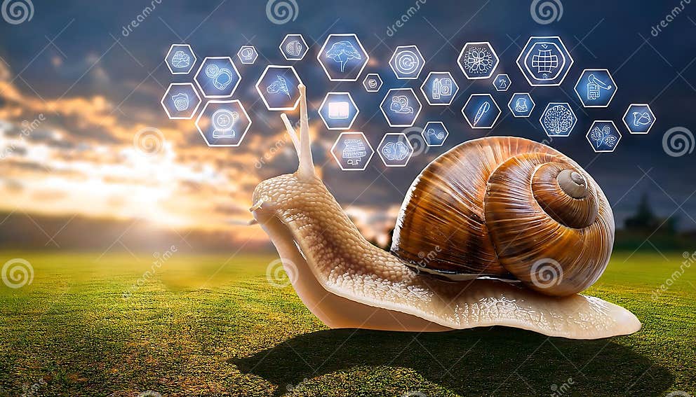 Learning Icons of a Snail Model Business Development Idea Stock ...