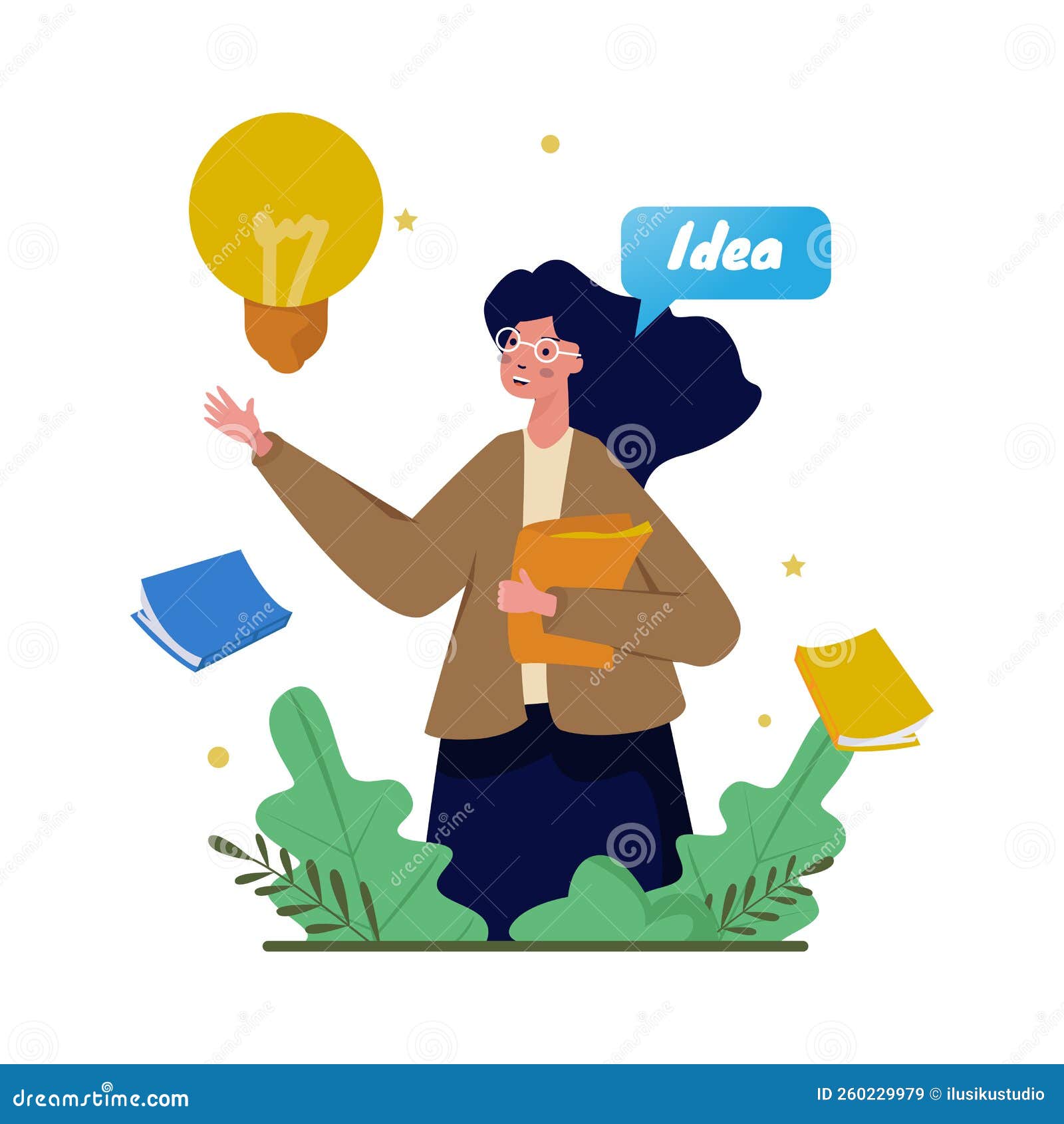Learning Illustration with Getting Ideas Concept Stock Vector ...