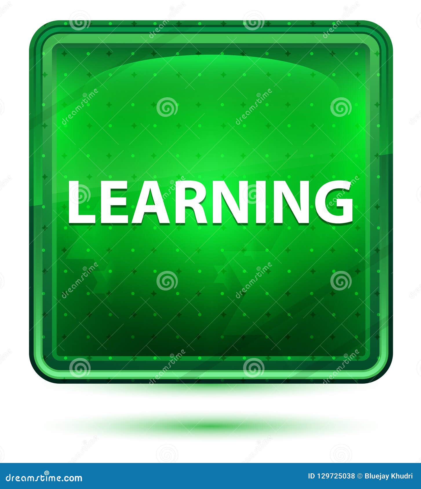 Learning Neon Light Green Square Button Stock Illustration ...