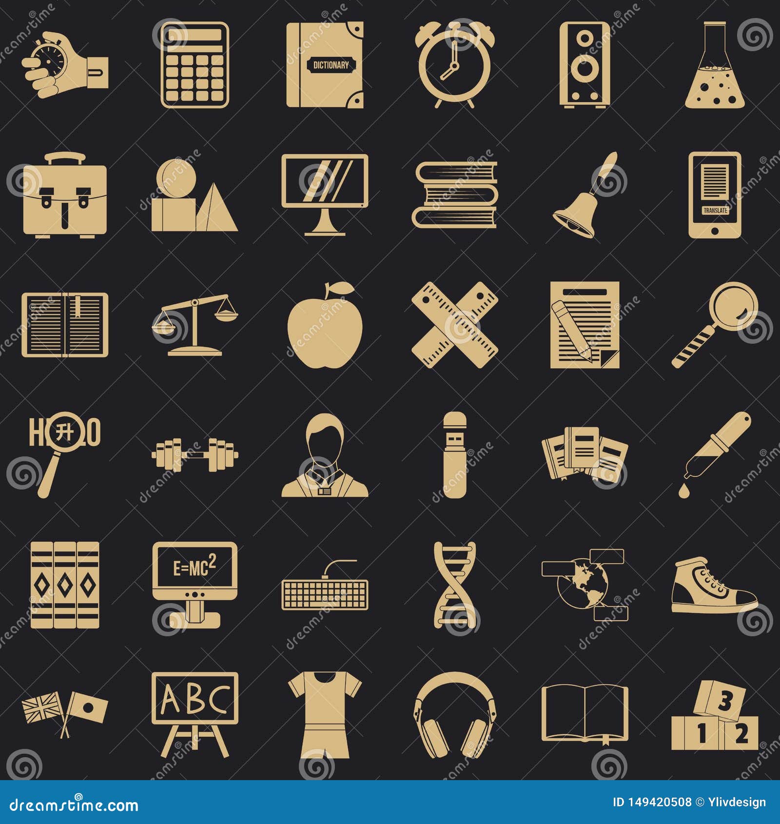 Learning Kid Icons Set, Simple Style Stock Vector - Illustration of ...