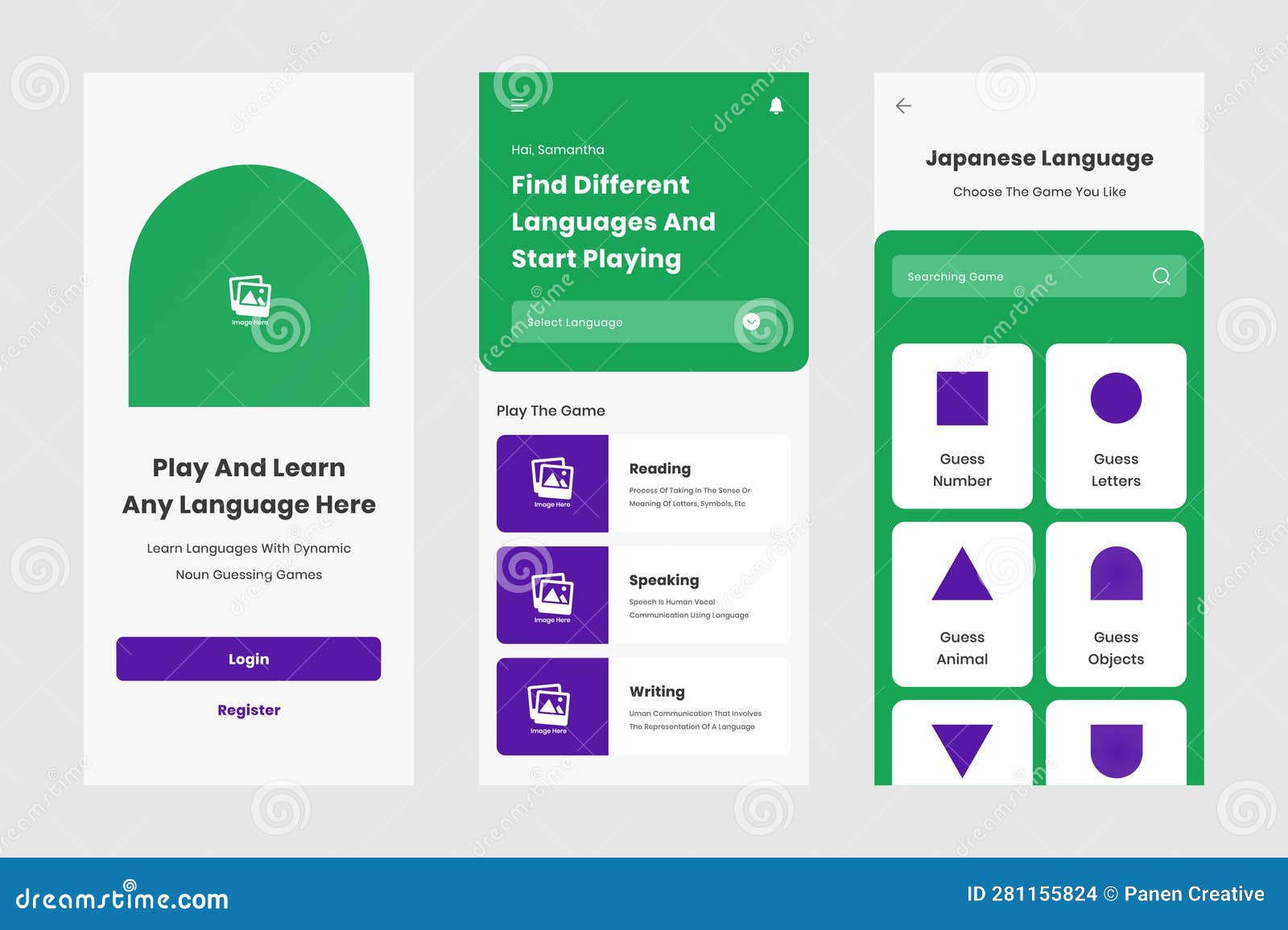 Learning Language App UI Design Stock Vector - Illustration of book ...