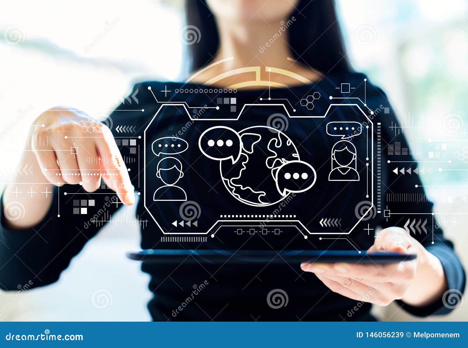 Learning Language Concept with Woman Using Tablet Stock Image - Image ...