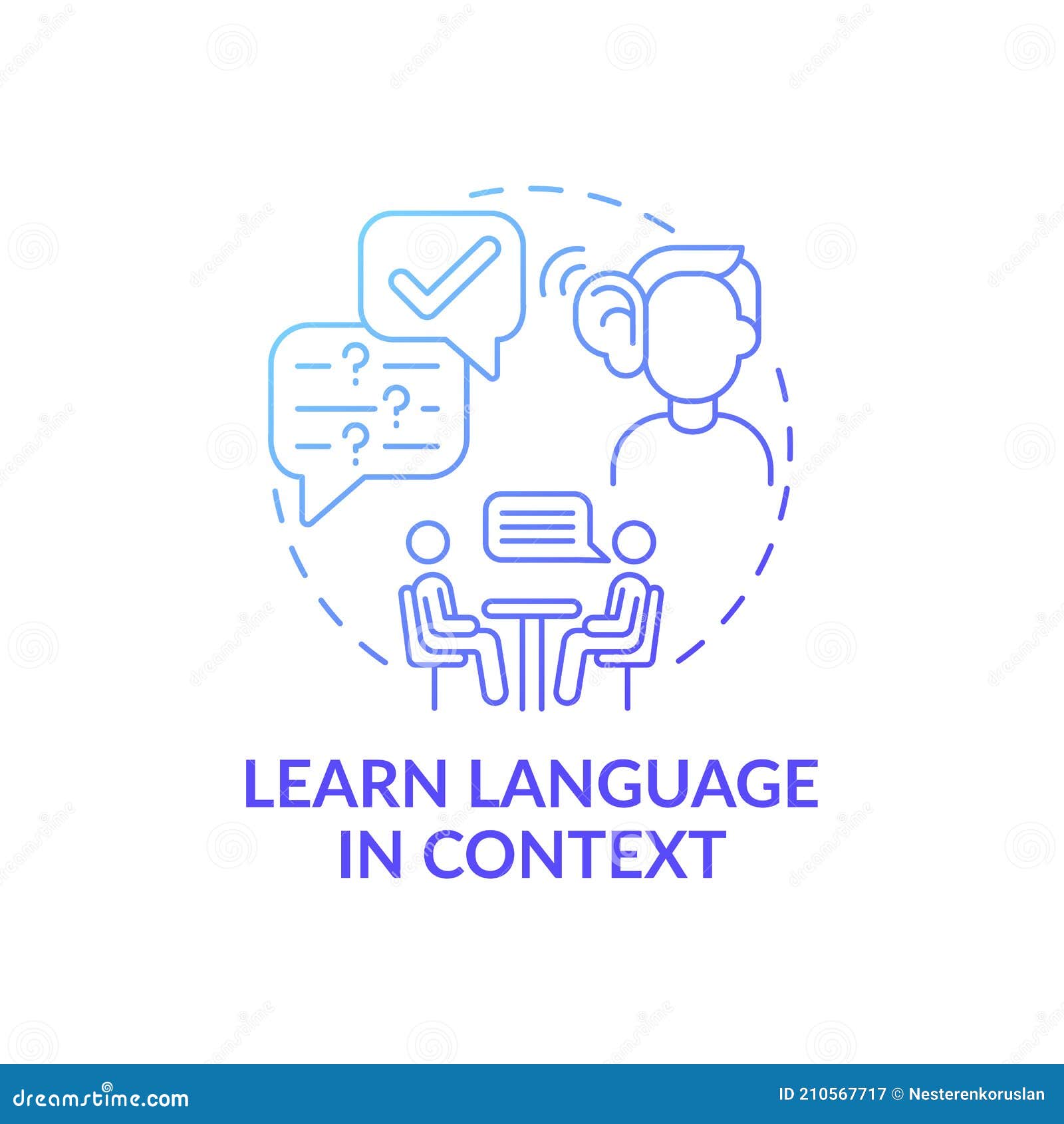 Learning Language in Context Concept Icon Stock Vector - Illustration ...