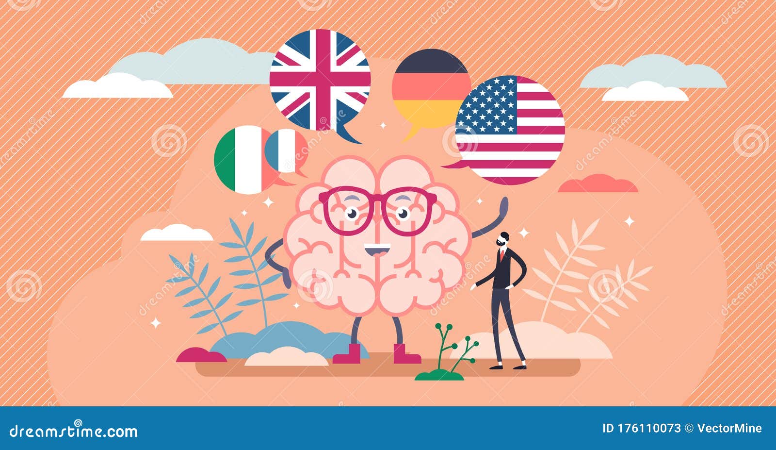 Learning Language Vector Illustration. Speech Education Tiny Persons ...