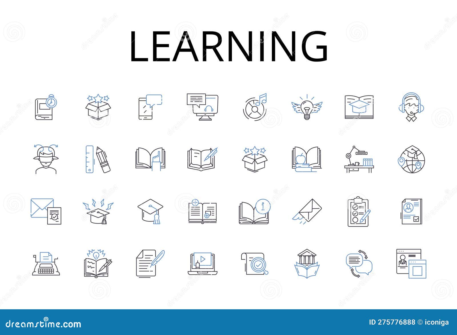 Learning Line Icons Collection. Knowledge Acquisition, Skill ...