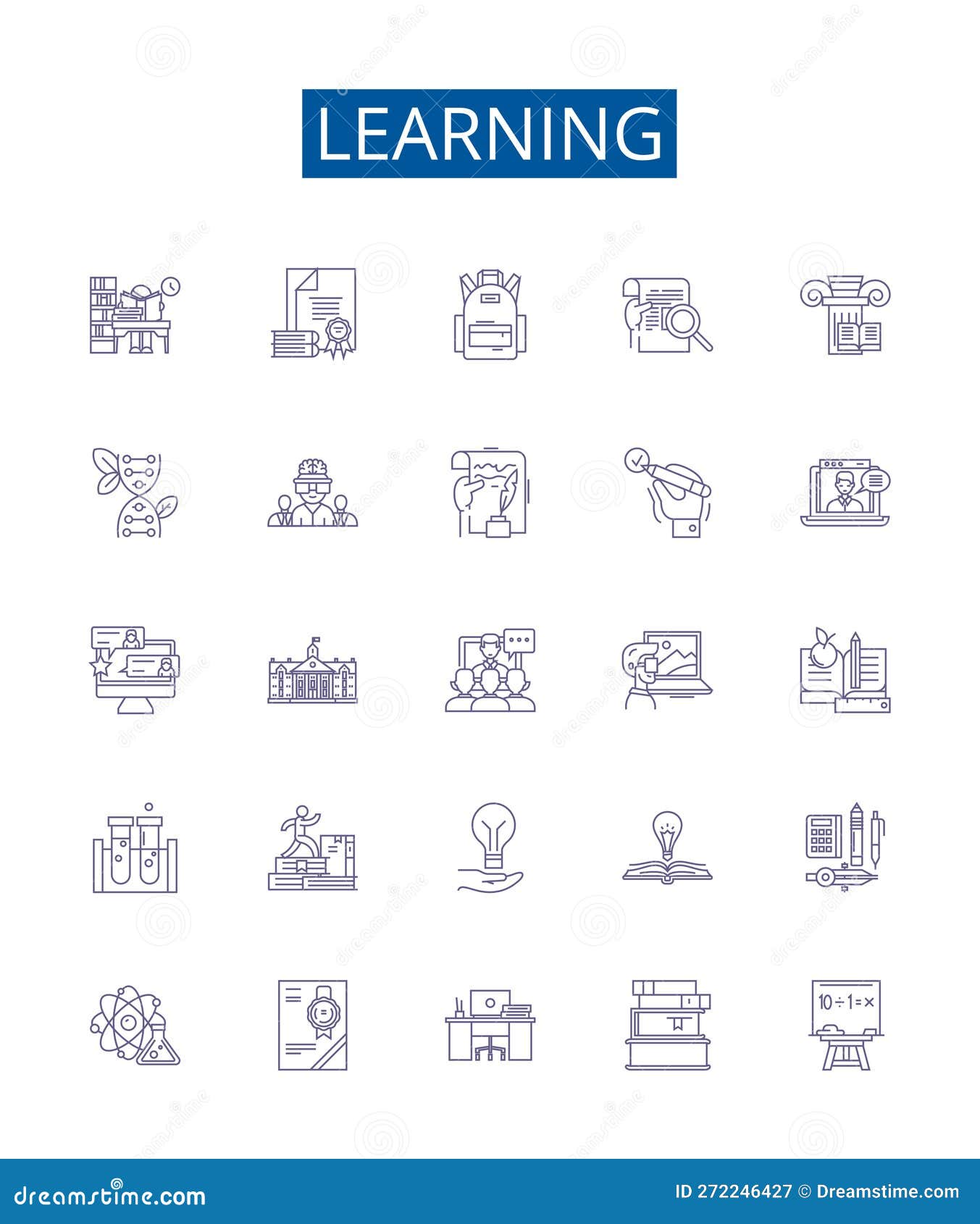 Learning Line Icons Signs Set. Design Collection of Education, Study ...