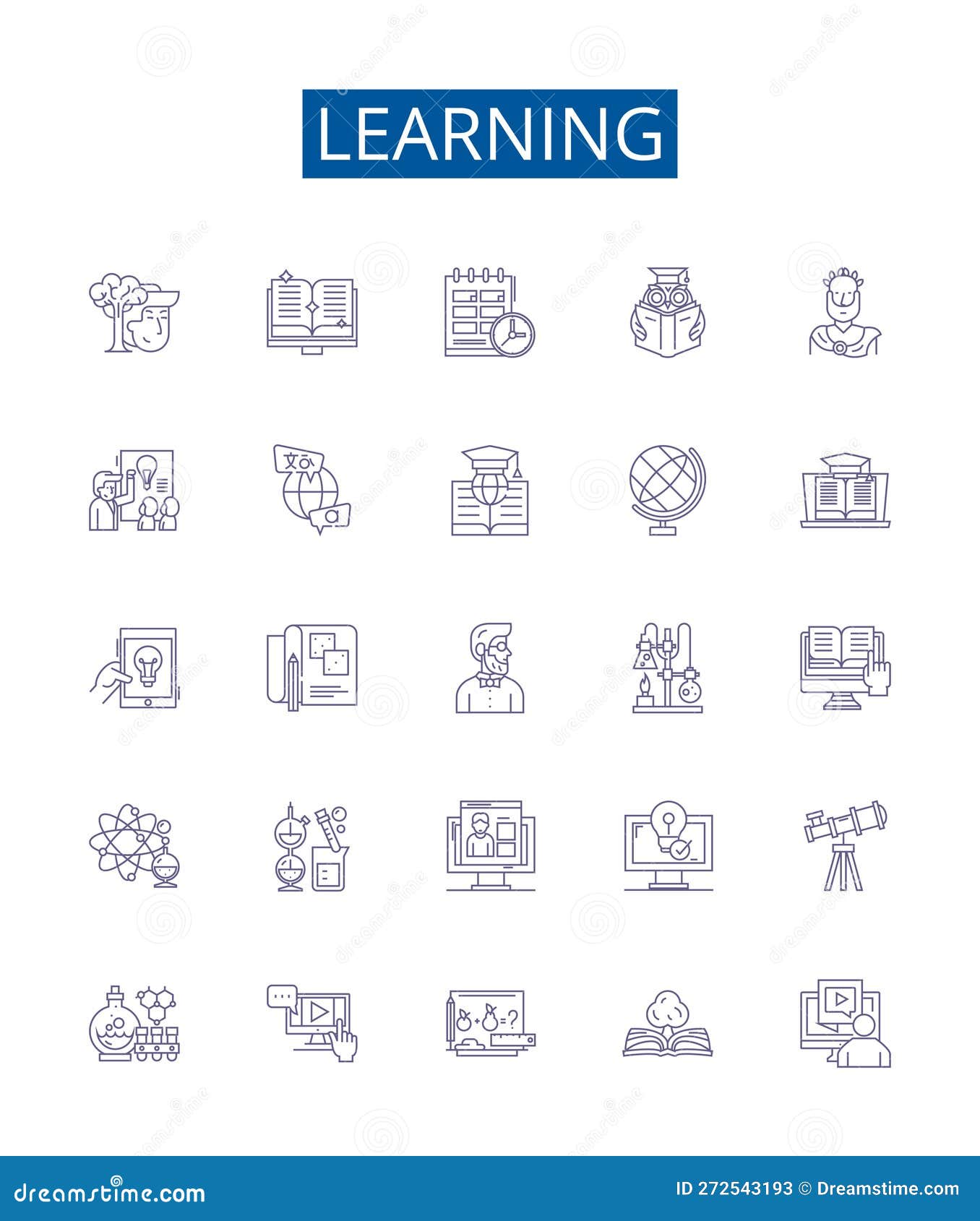 Learning Line Icons Signs Set. Design Collection of Education, Study ...