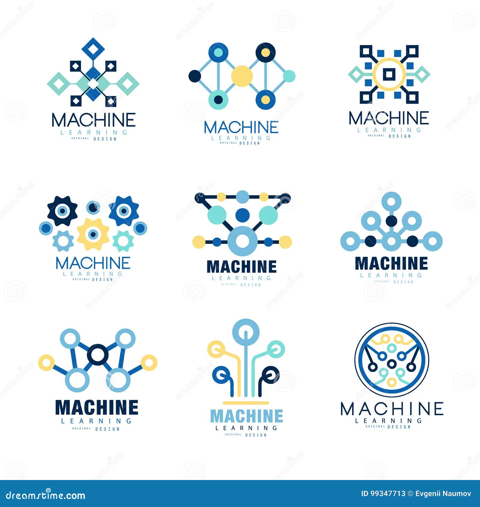 Learning Machine Label Original Design Set of Vector Illustrations ...
