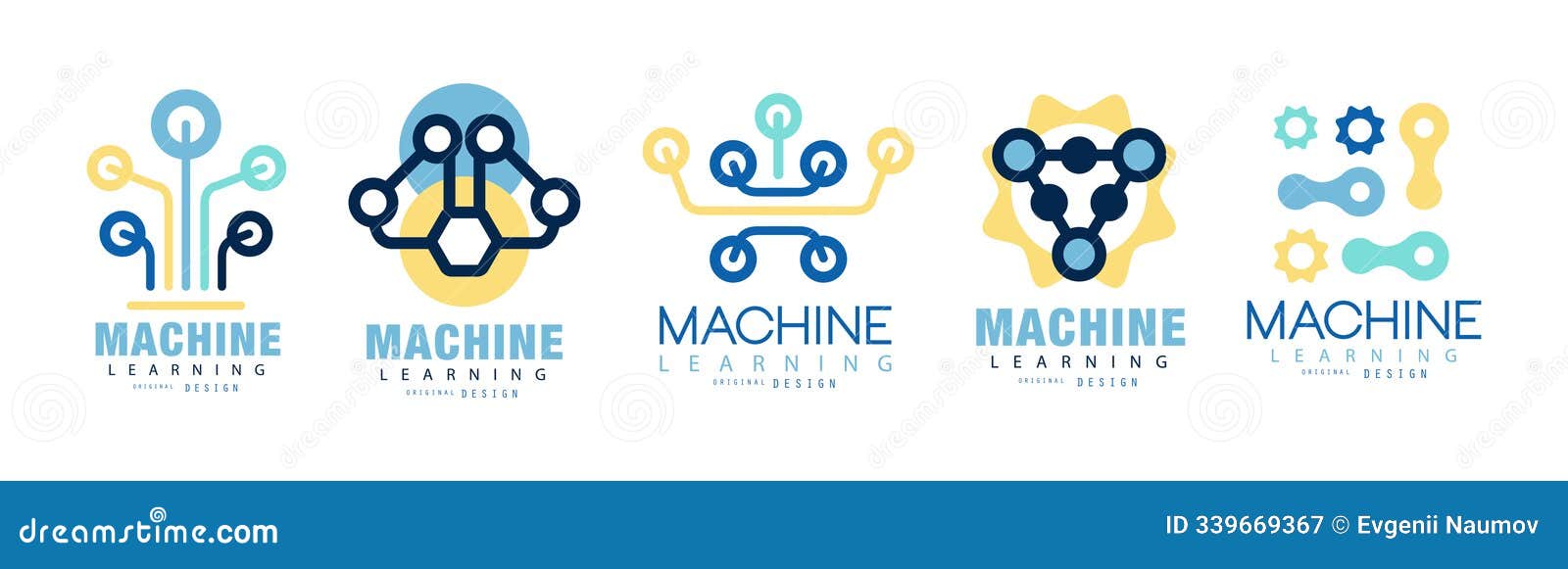 Learning Machine Logo and Label Original Design Vector Set Stock ...