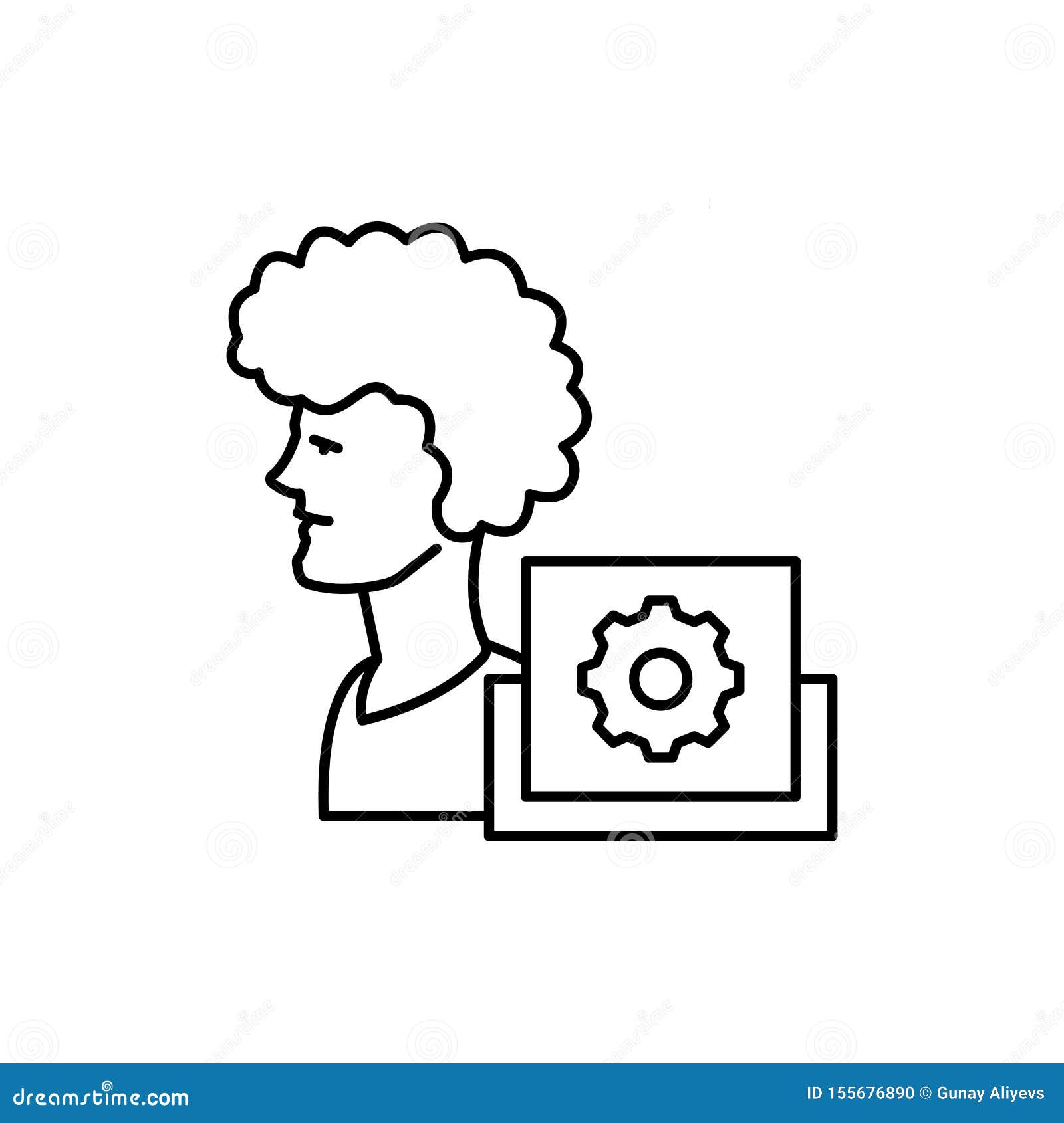 Learning, Man, Gear Icon. Element of Education Line Icon Stock ...