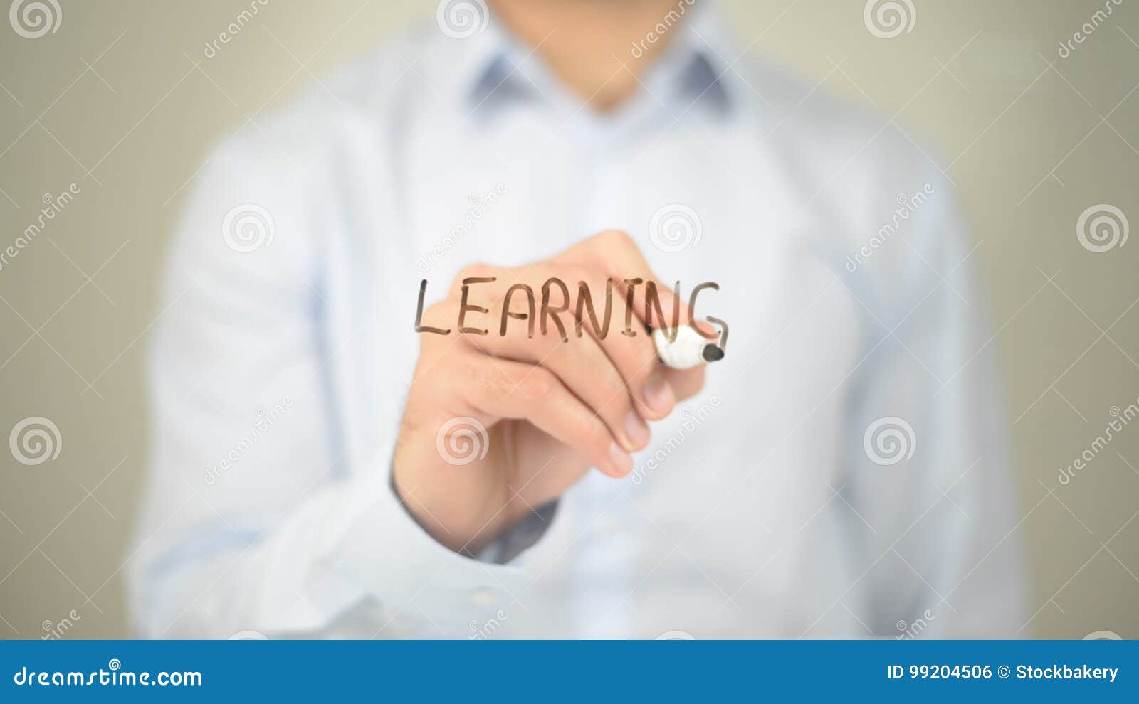 Learning , Man Writing on Transparent Screen Stock Photo - Image of ...
