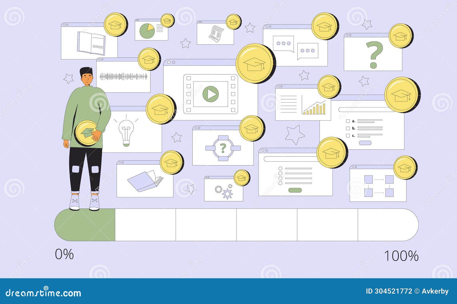 Gamification In Education Concept With Game Controller, Graduation Cap ...