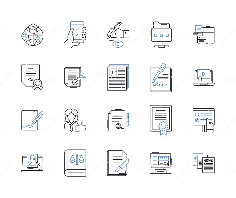 Learning Management System Outline Icons Collection. LMS, Courseware ...