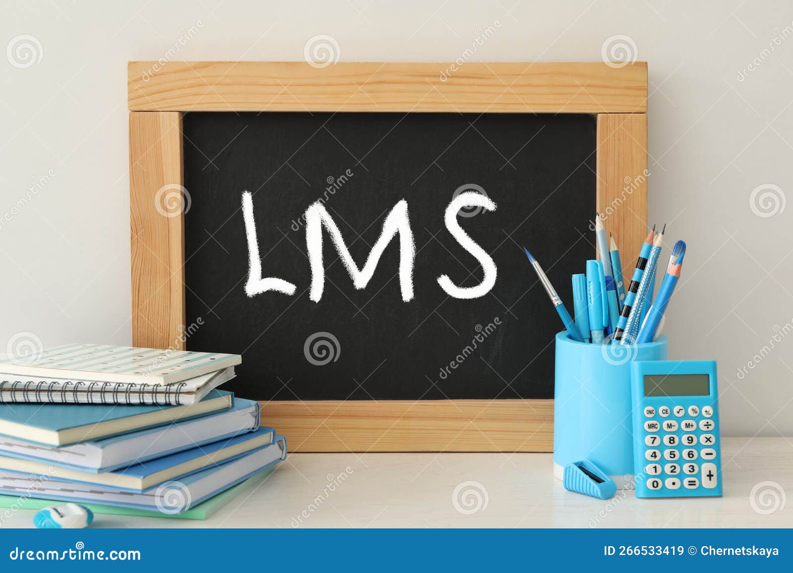 Learning Management System. Small Chalkboard with Abbreviation LMS on ...