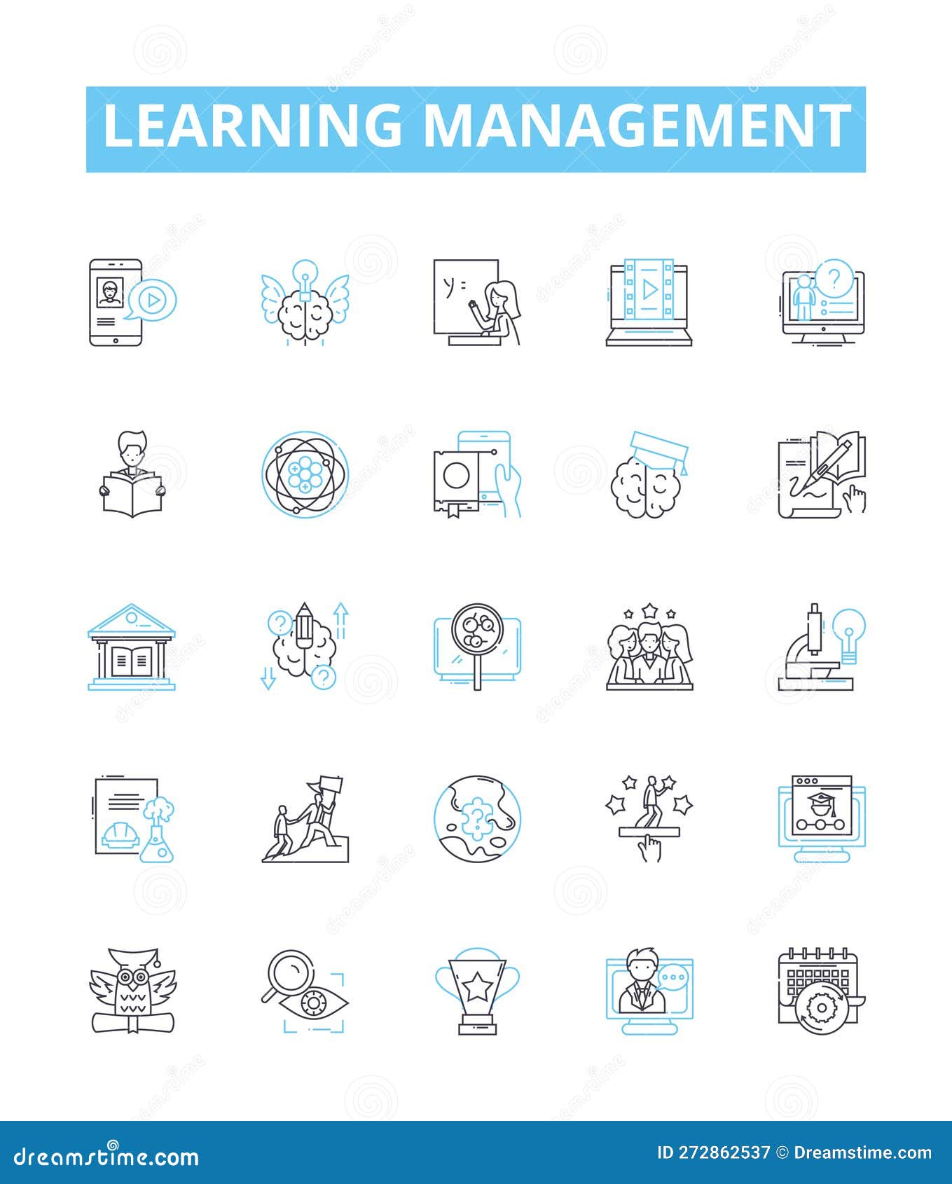 Learning Management Vector Line Icons Set. Education, Training ...