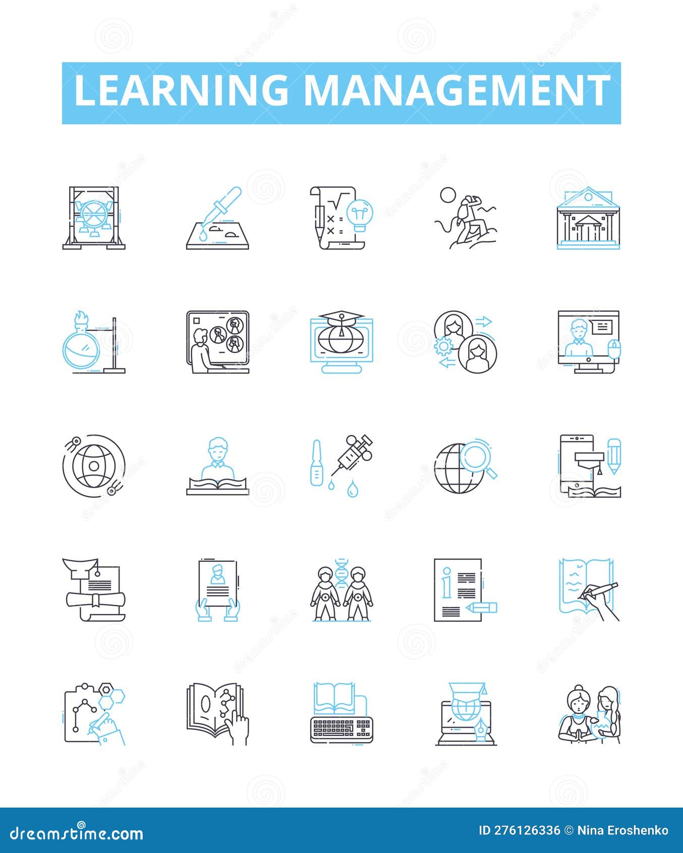 Learning Management Vector Line Icons Set. Education, Training ...