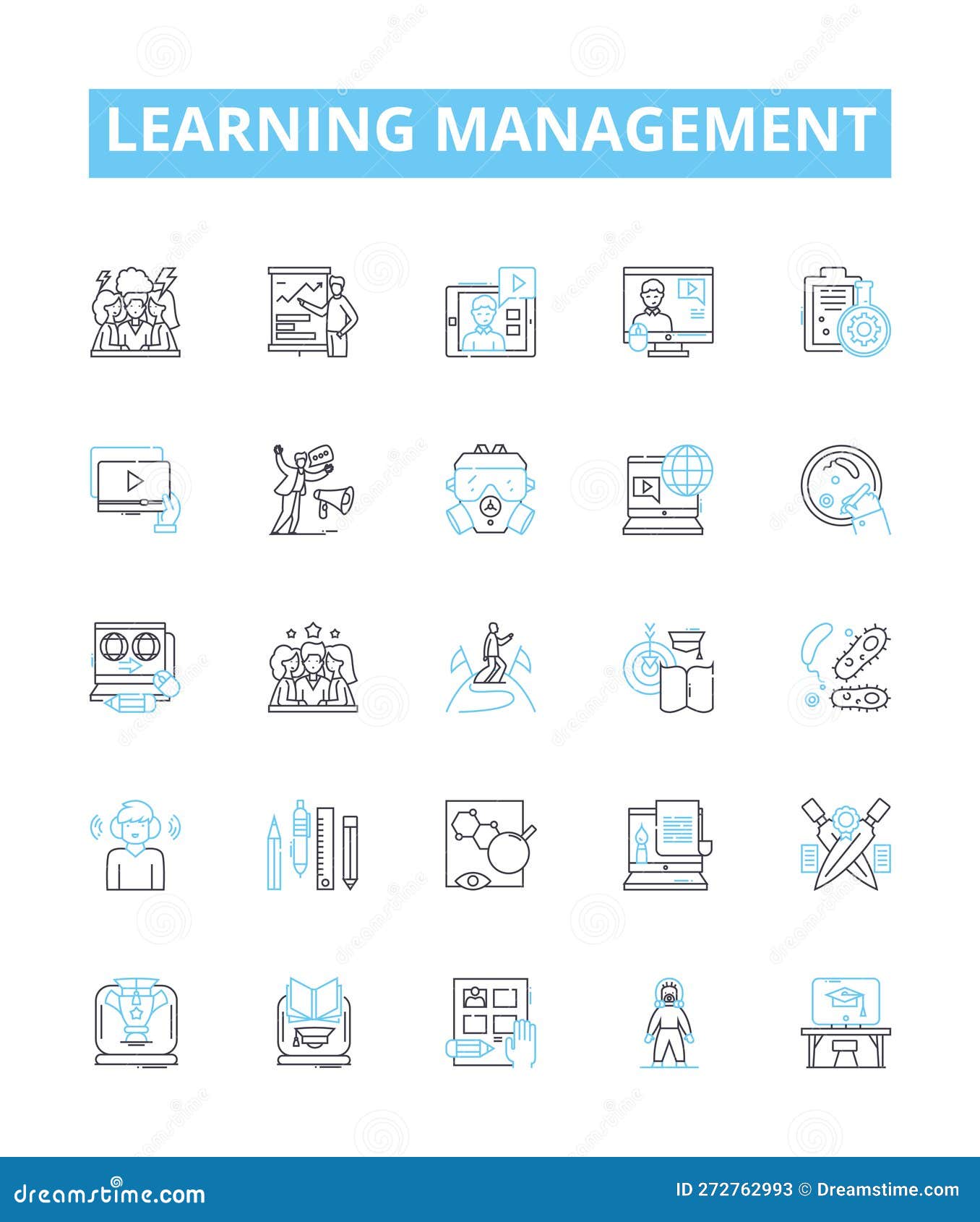Learning Management Vector Line Icons Set. Education, Training ...