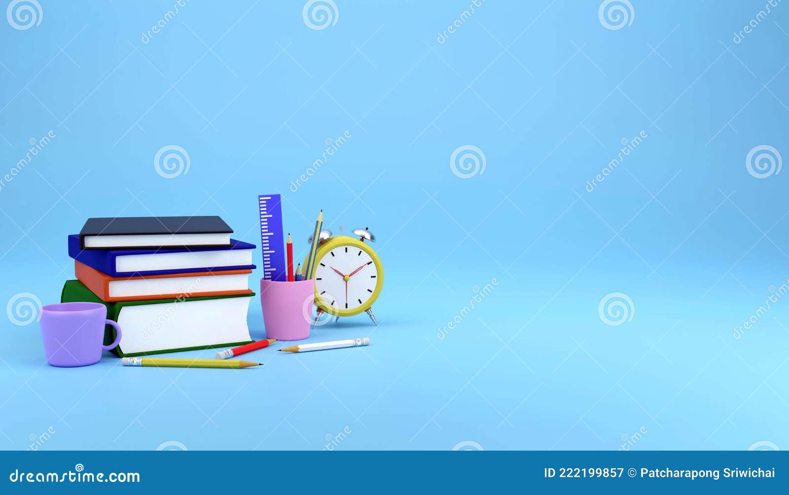 Learning Materials for Education 3D Render Illustration Stock ...