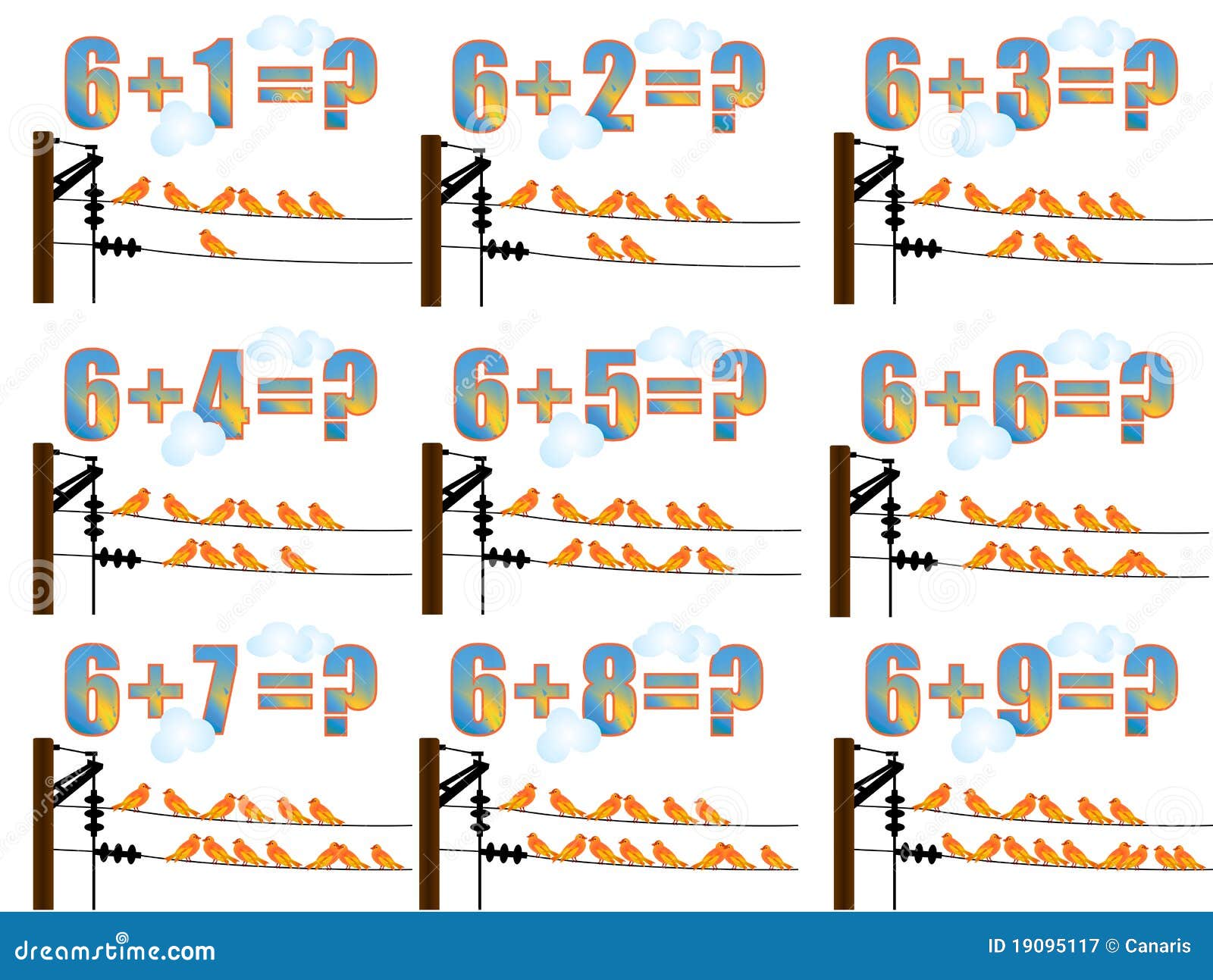 Learning math, adding 6 stock illustration. Illustration of electric ...
