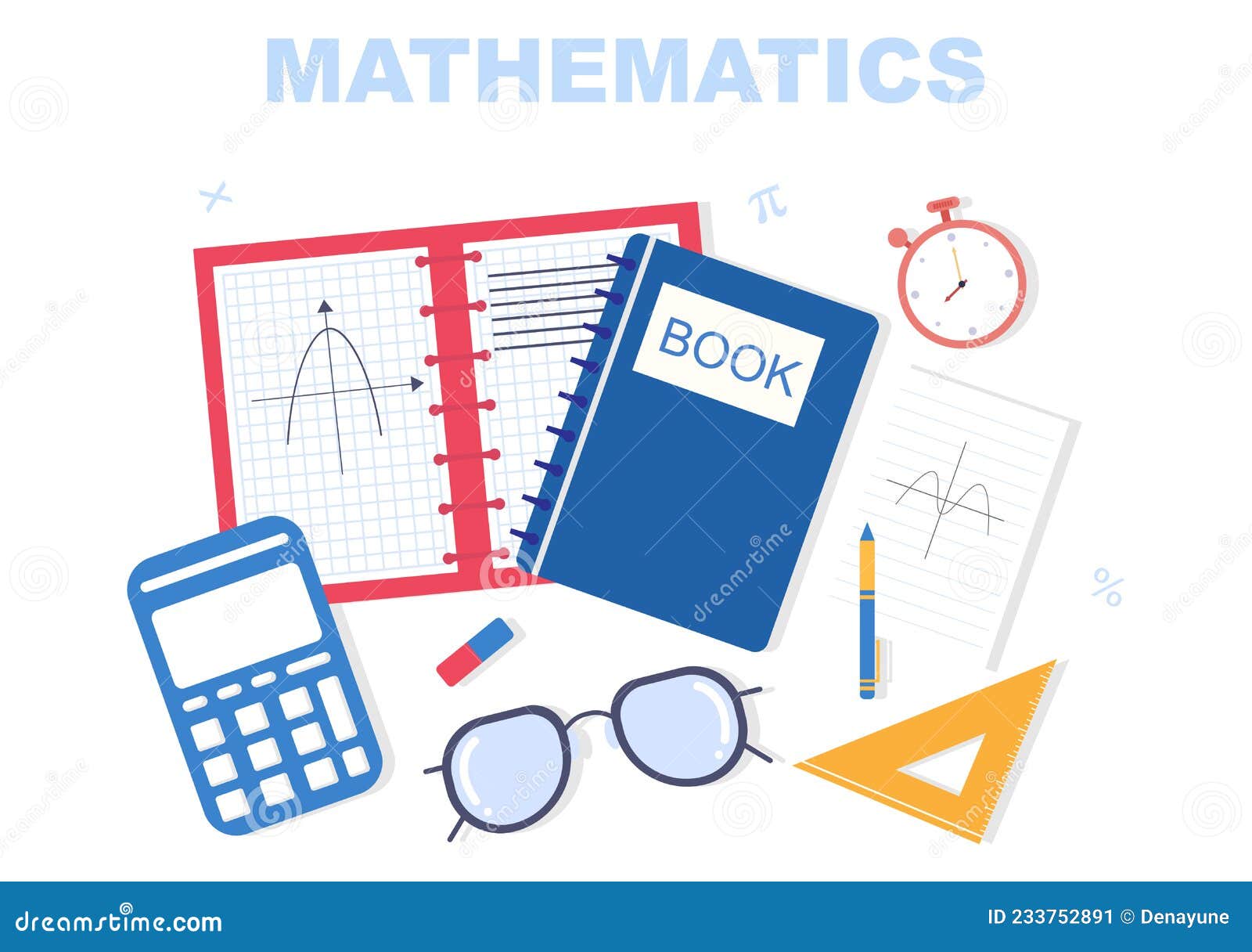 Learning Mathematics Of Education And Knowledge Background Cartoon ...