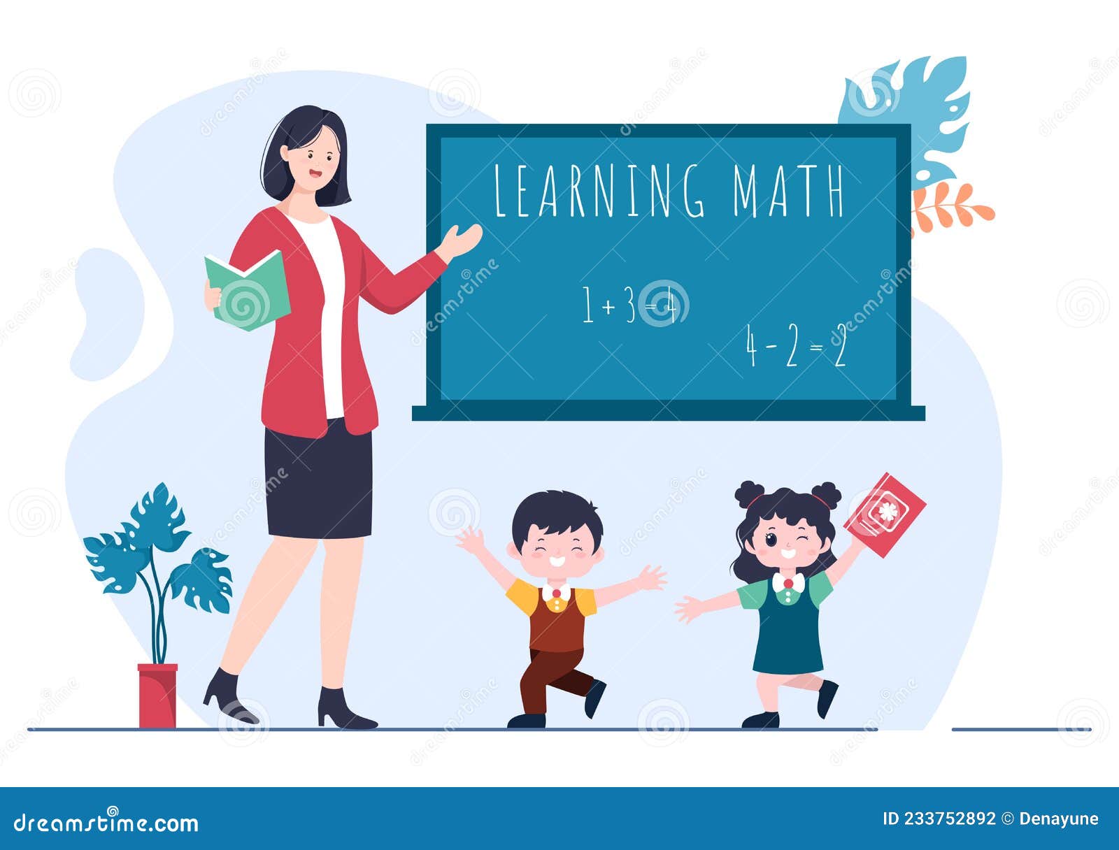 Learning Mathematics Of Education And Knowledge Background Cartoon ...
