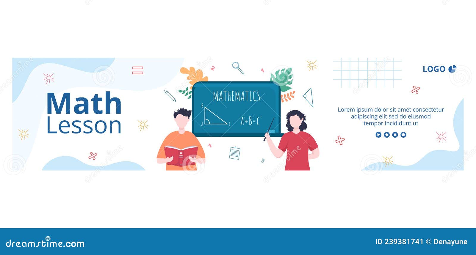 Learning Mathematics Education and Knowledge Banner Template Flat ...