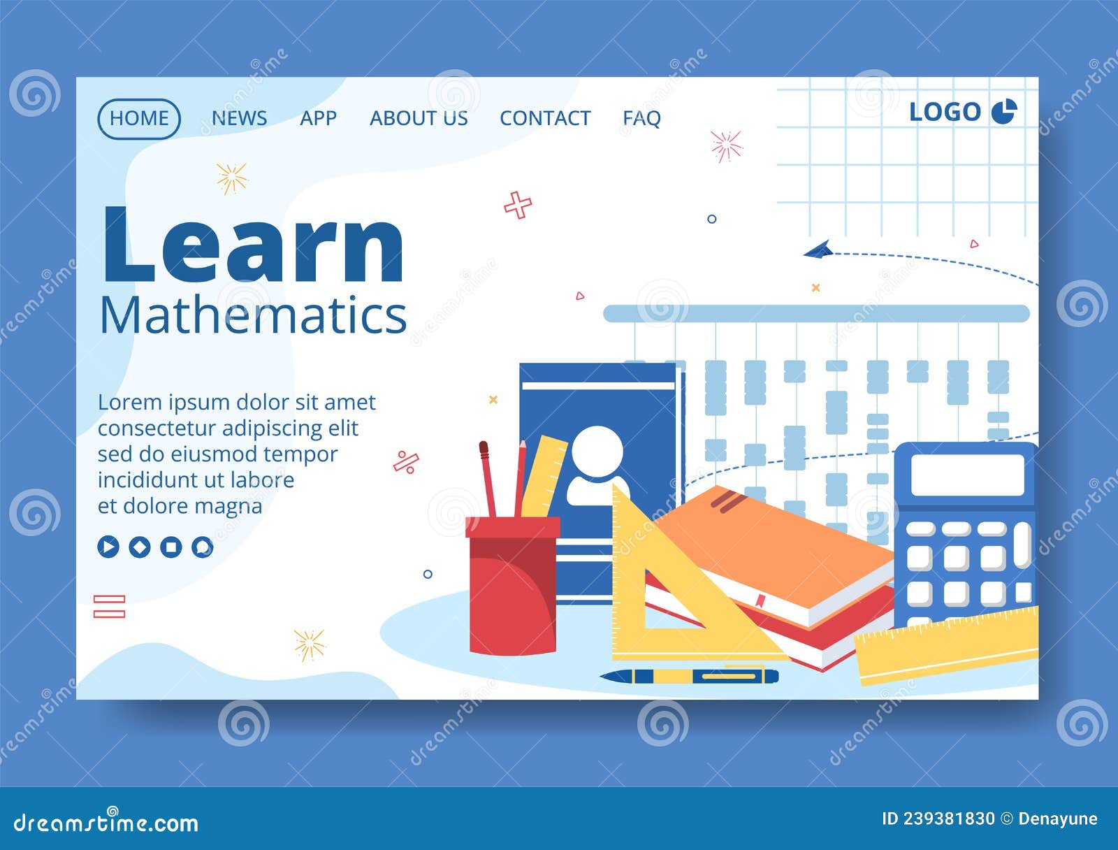 Learning Mathematics Education and Knowledge Landing Page Template Flat ...