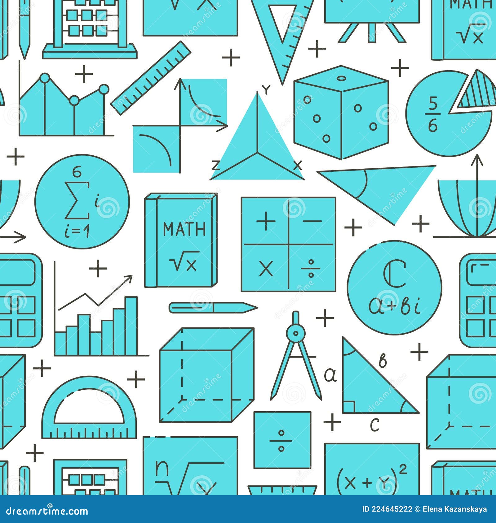 Learning Maths Seamless Pattern in Line Style Stock Illustration ...