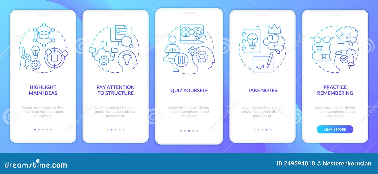 Learning and Memorizing Techniques Blue Gradient Onboarding Mobile App ... Learning and Memorizing Techniques Blue Gradient Onboarding Mobile App ...