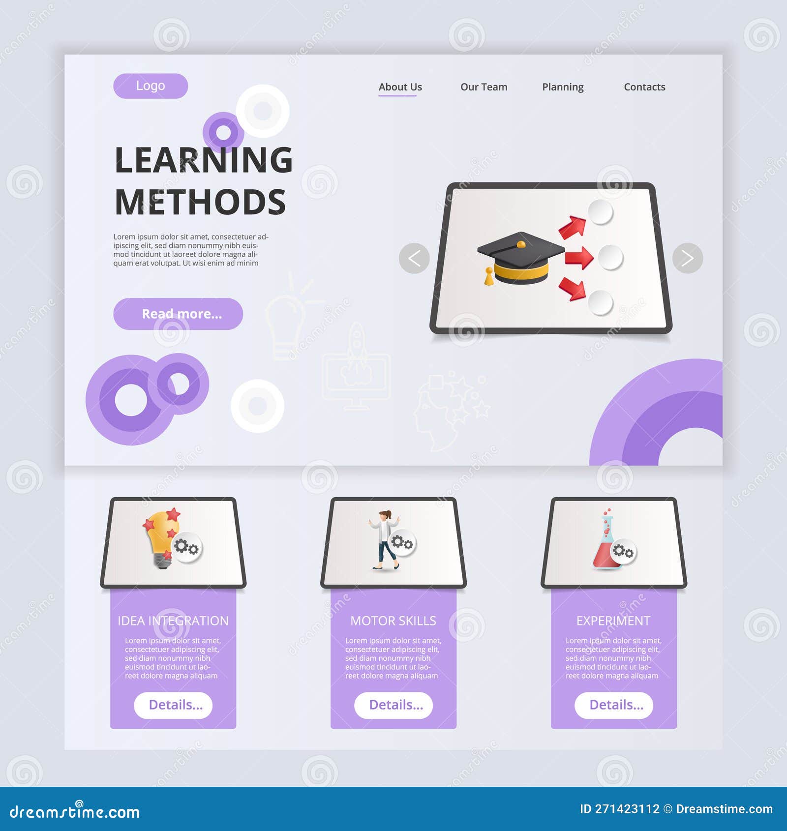 Learning Methods Flat Landing Page Website Template. Idea Integration ...