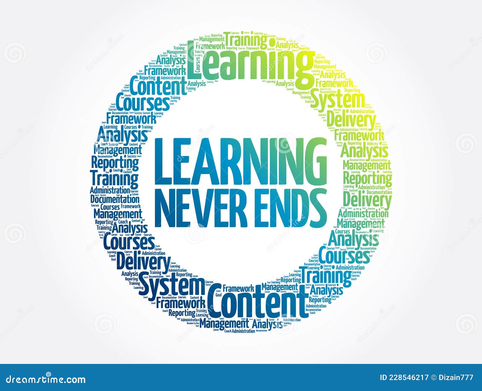 Learning Never Ends Circle Word Cloud, Business Concept Stock ...