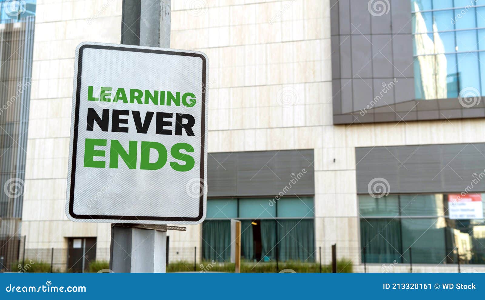 Learning Never Ends Sign in a Downtown City Setting Stock Image - Image ...