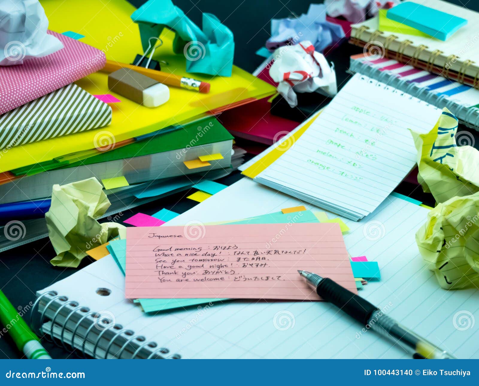 Learning New Language Writing Words Many Times on the Notebook; Stock ...