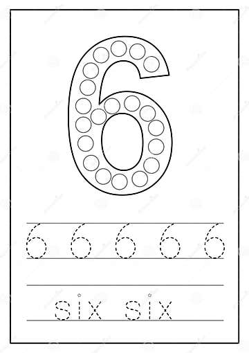 Learning Numbers for Kids. Number Six. Math Worksheet. Stock Vector ...