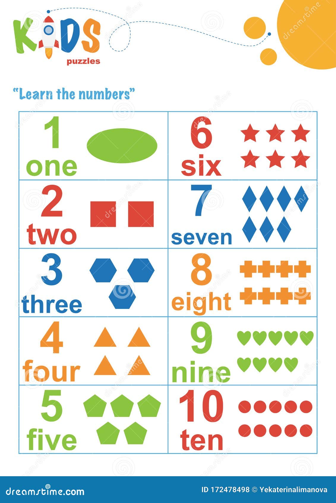Learning Numbers Worksheet. Math Worksheet Stock Vector - Illustration ...