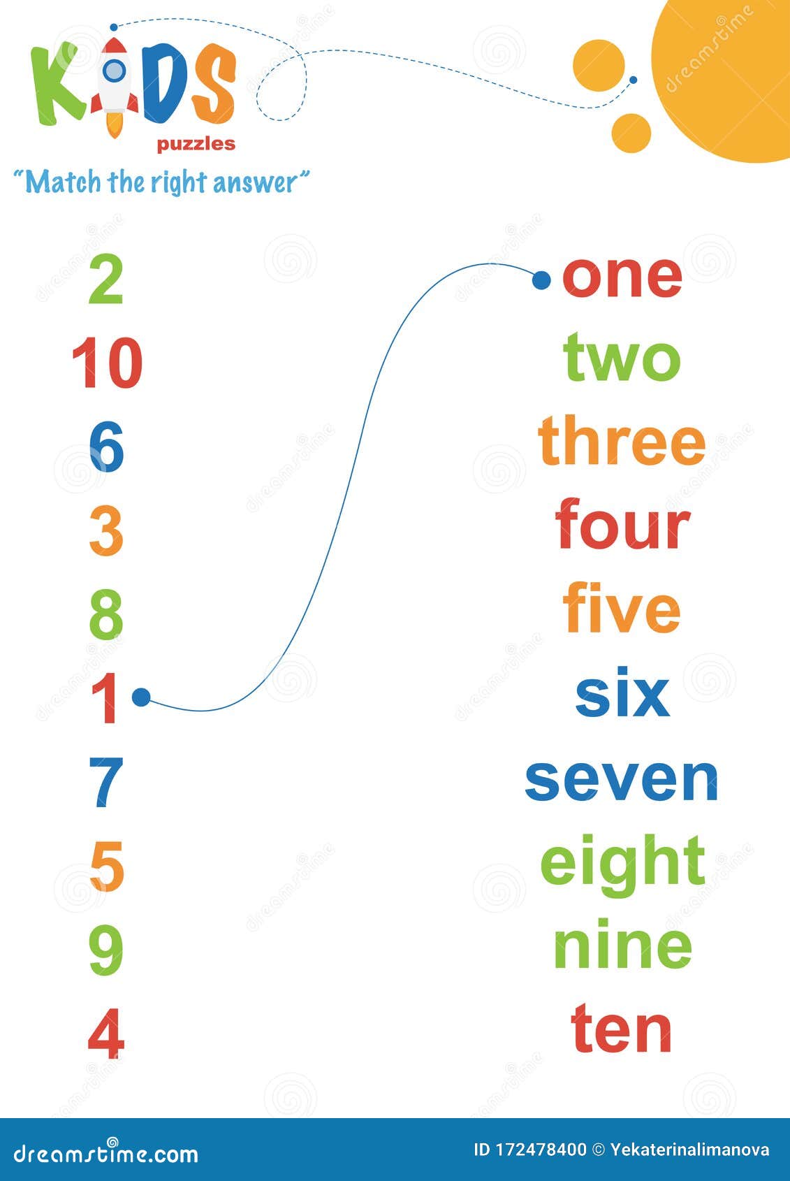 Learning Numbers Worksheet. Math Worksheet Match The Right Answer ...