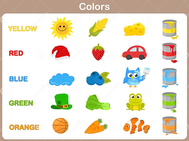Learning the Object Colors for Kids Stock Vector - Illustration of ...